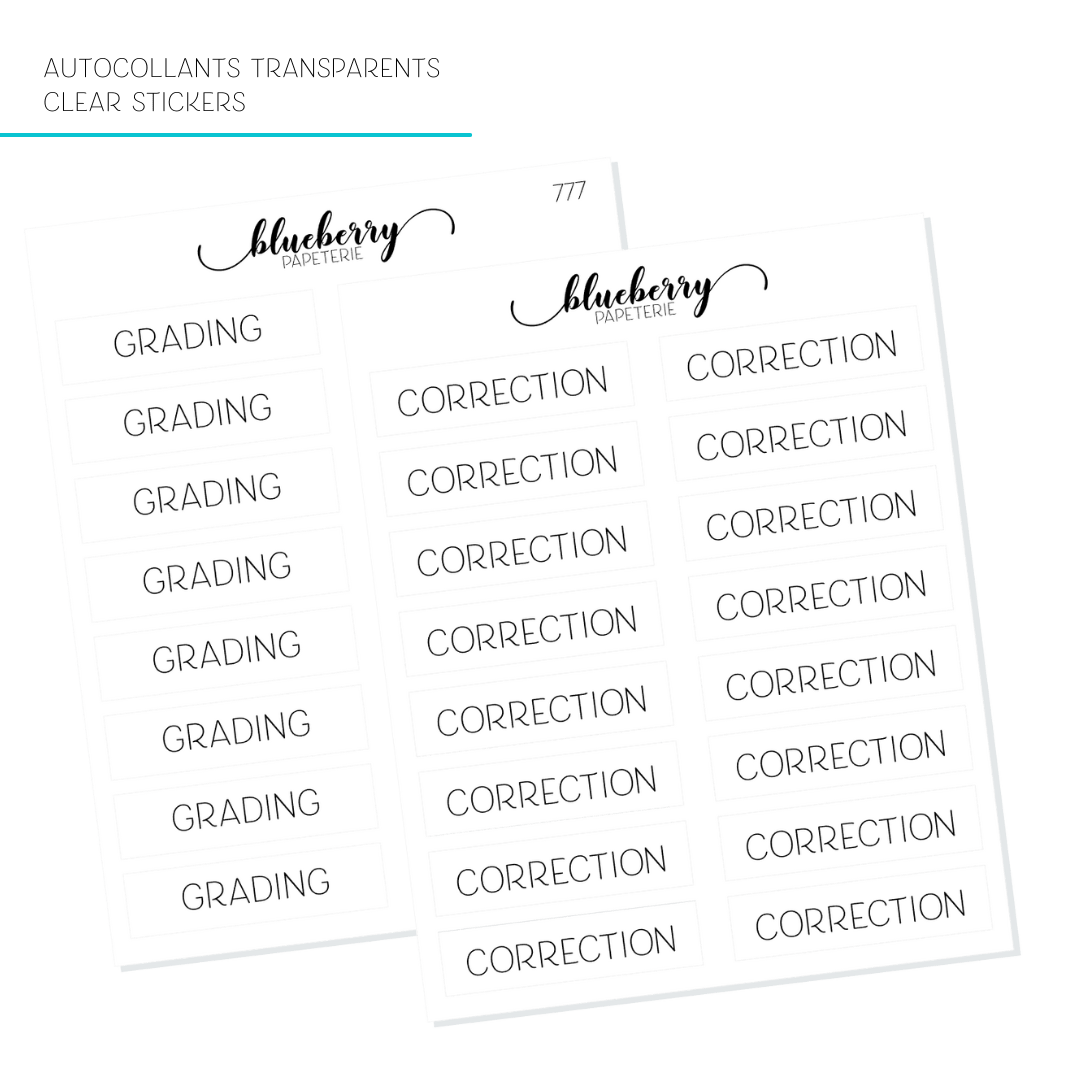 School stickers - Grading – Blueberry Papeterie