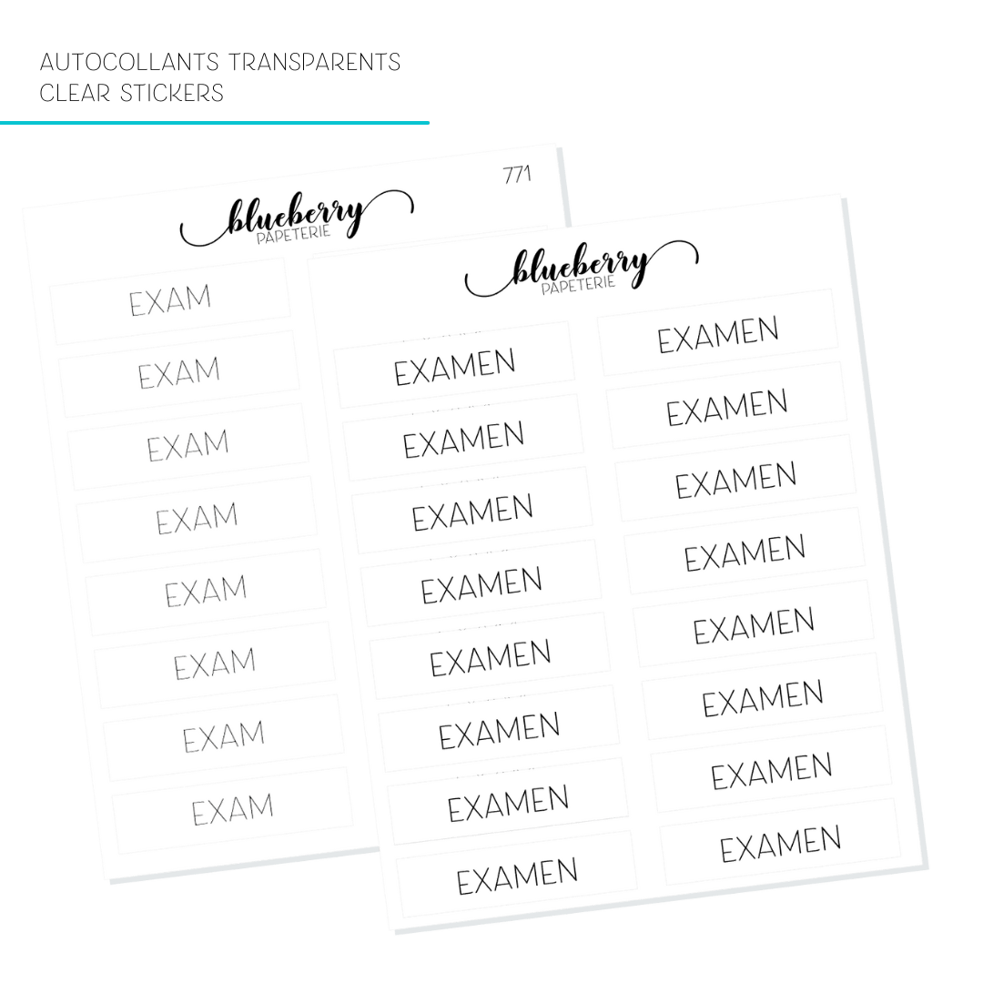 Stickers Exam - Clear – Blueberry Papeterie