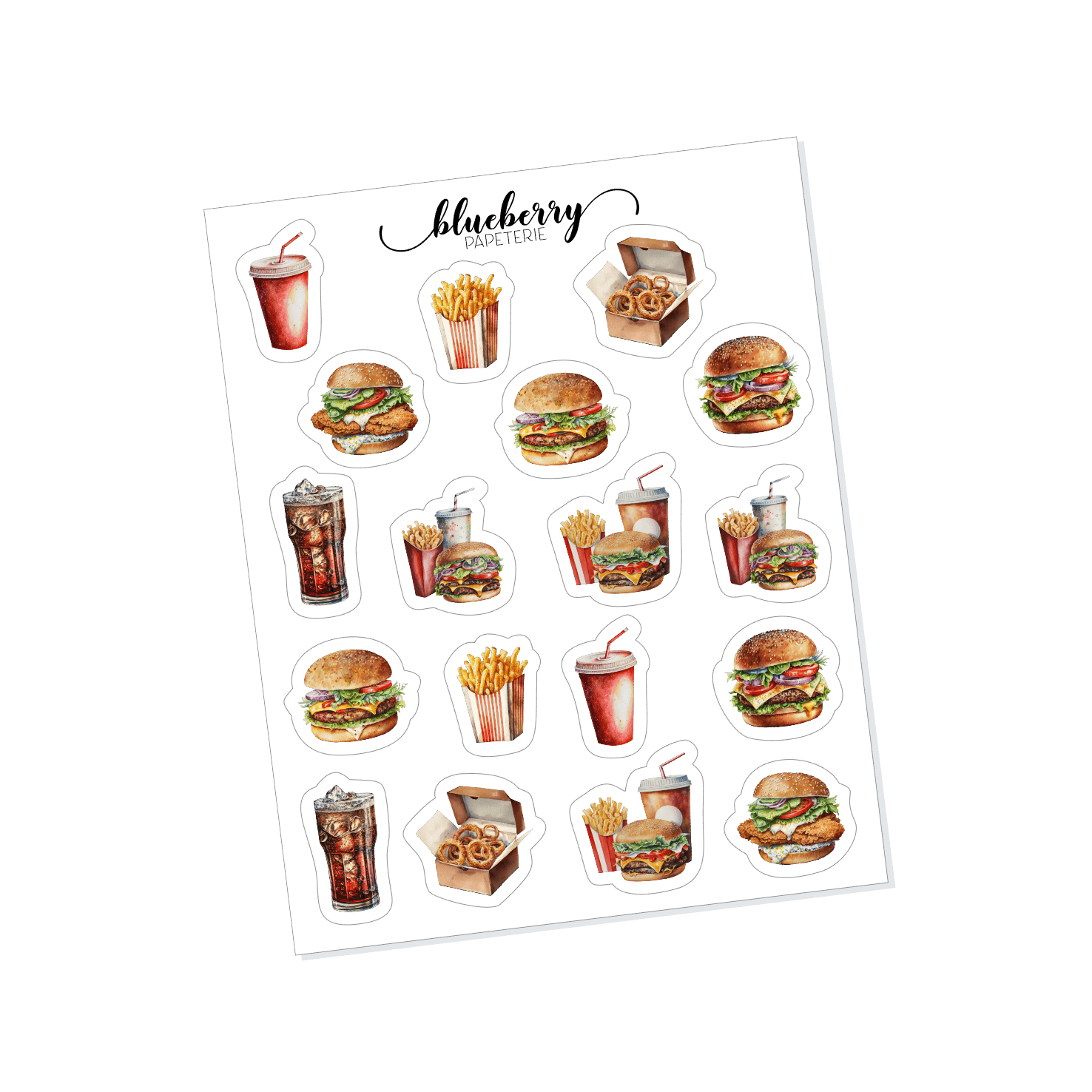 Stickers Fast-food hamburger – Blueberry Papeterie