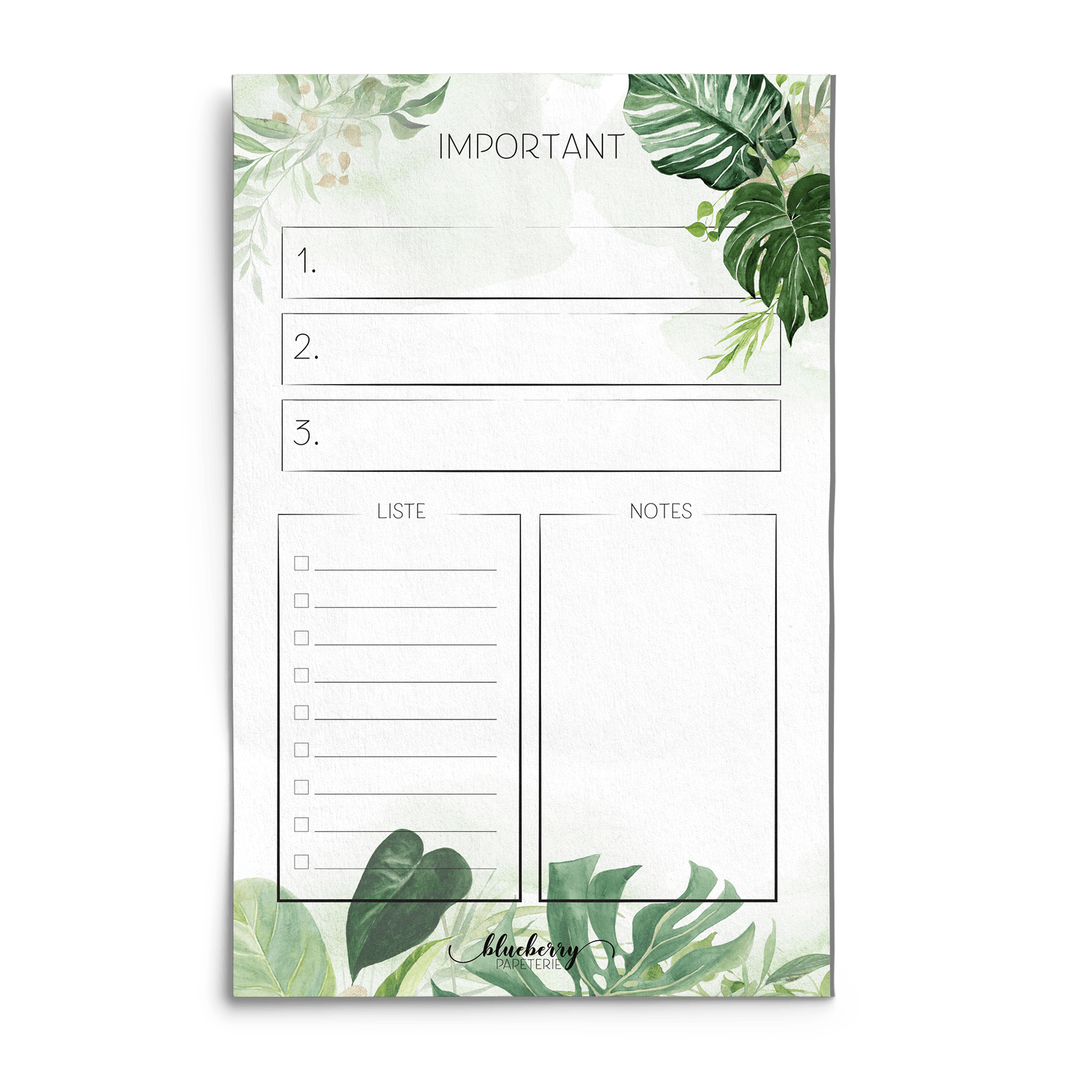 Notepad Monstera – Blueberry Papeterie